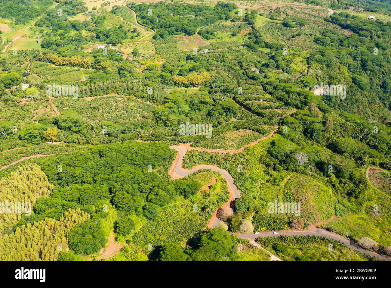 Aerial view of Mauritius island panoramic landscape with green tropical ...