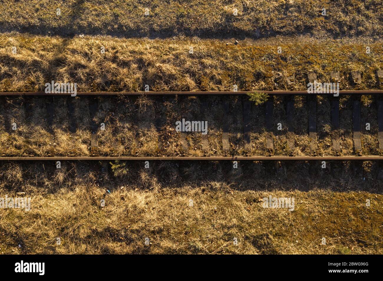 Drone photography of old rusty railroad during summer day Stock Photo ...
