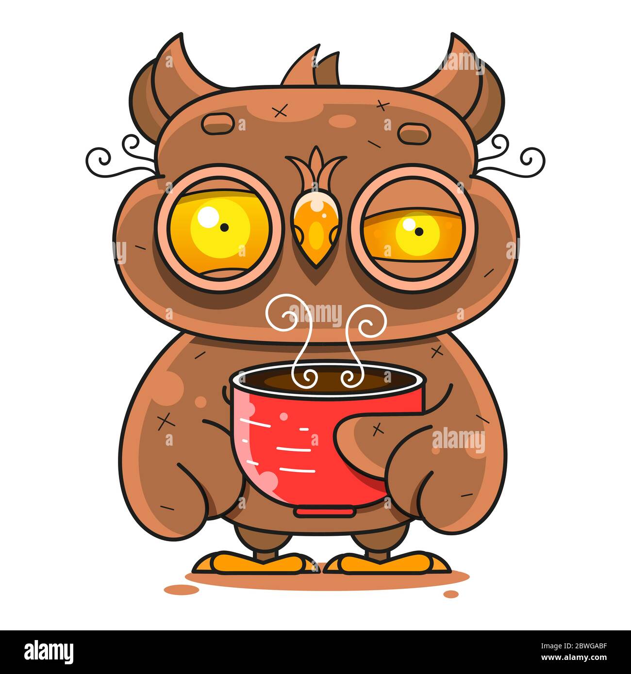 Owl And Coffee Vector Illustration Suitable For Greeting Card, Poster ...
