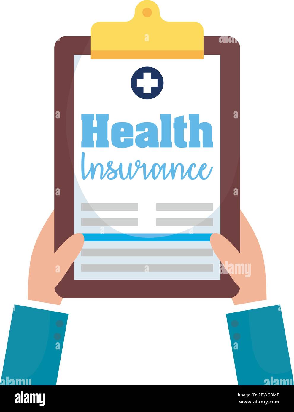 Hands holding health insurance document vector design Stock Vector ...