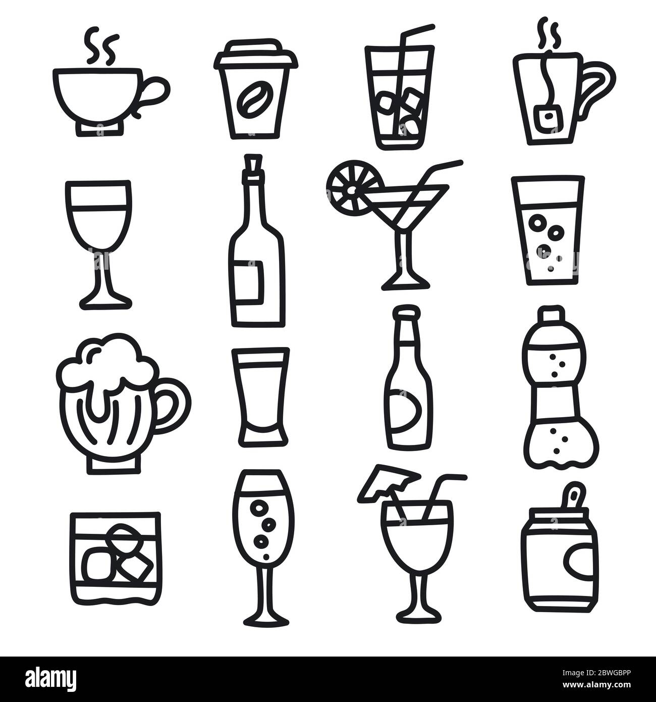 illustration of the alcohol drinks and beverages icons set Stock Vector ...