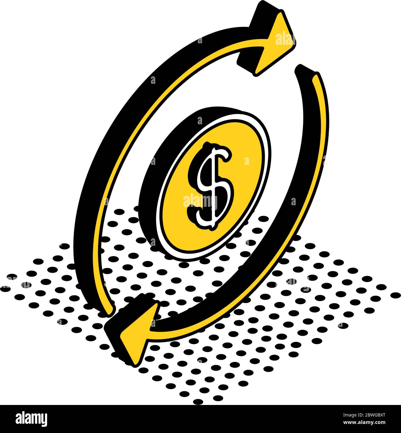 coin inside repeat arrows isometric style icon vector design Stock ...
