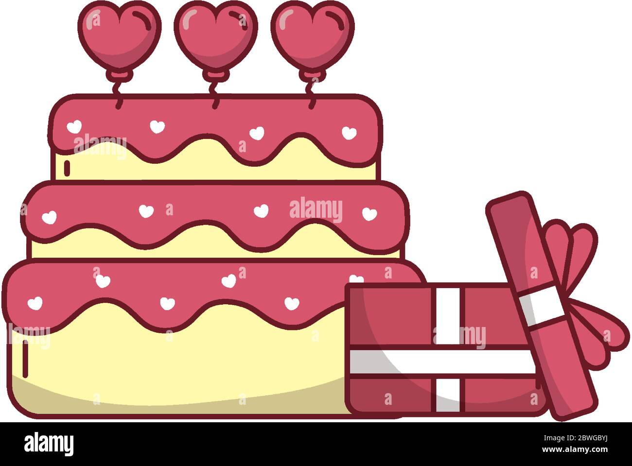 Love hearts cake with gift vector design Stock Vector Image & Art - Alamy