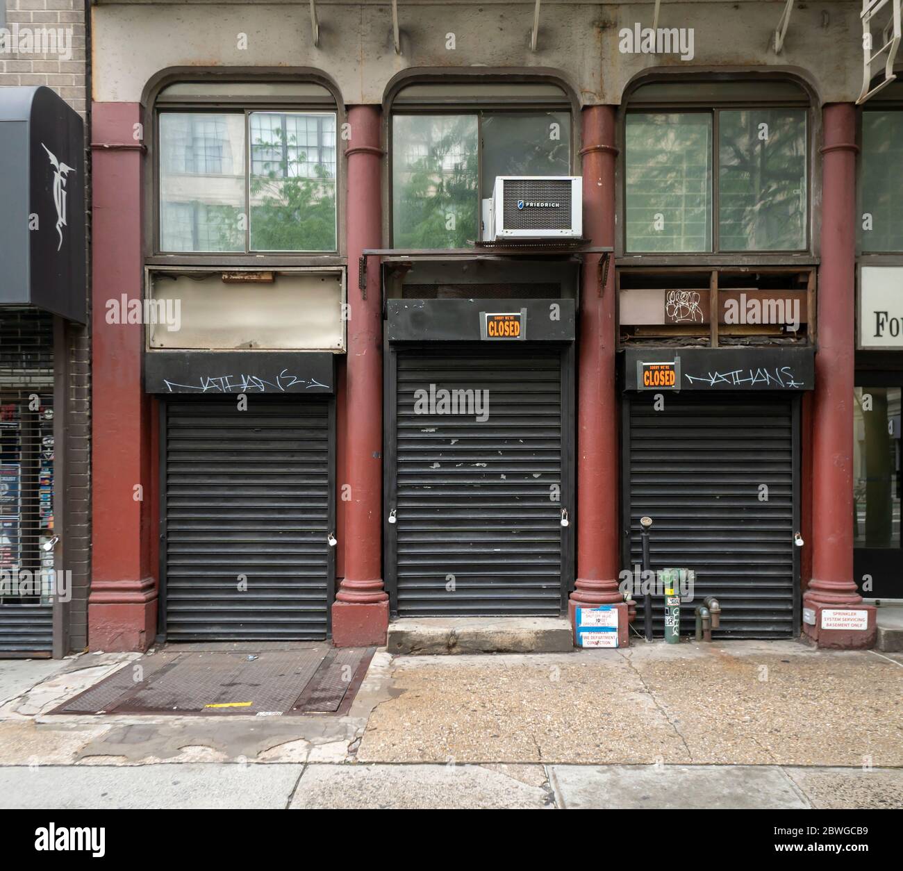 Closed business in the Greenwich Village neighborhood of New York on ...