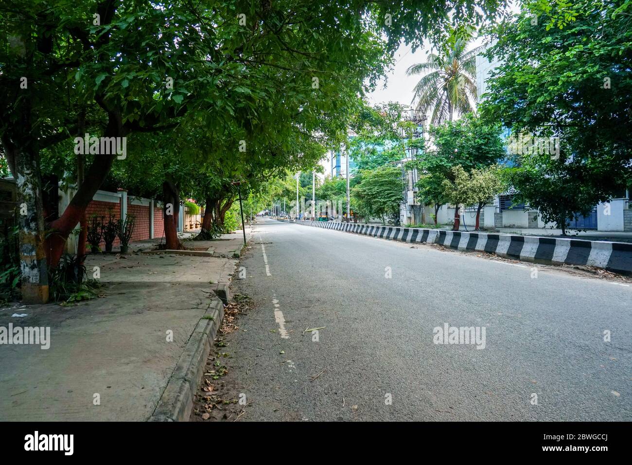 Empty road with park bengaluru india hi-res stock photography and ...