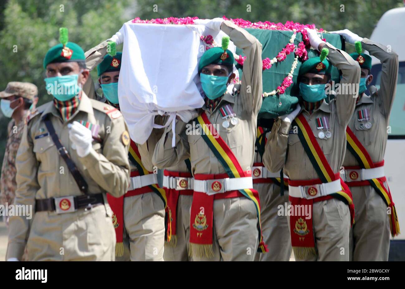Pakistan Army officers attend funeral prayer of an army soldier ...
