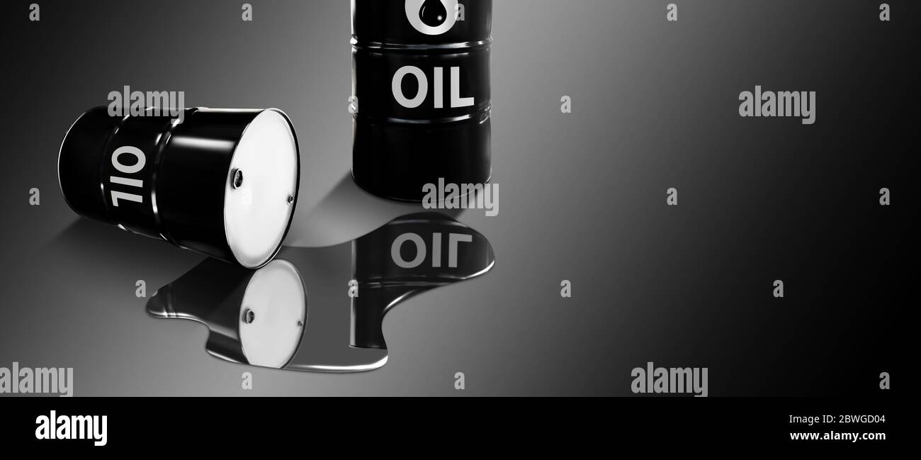 Metal oil barrels. Oil, gas and petroleum industry and manufacturing ...