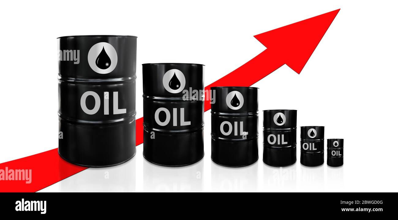 Metal oil barrels. Oil, gas and petroleum industry and manufacturing ...