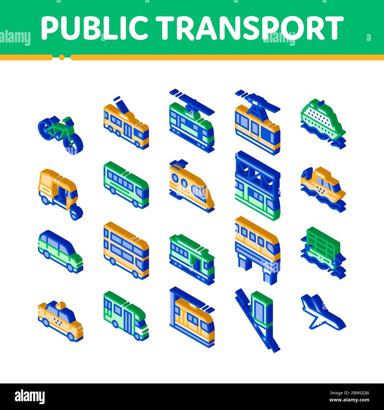 Public Transport Vector Isometric Set Stock Vector Image & Art - Alamy