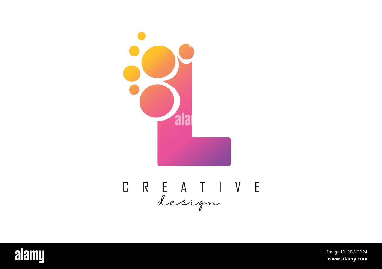 L Letter Logo with blue dots design. Letter L logotype with bubbles ...