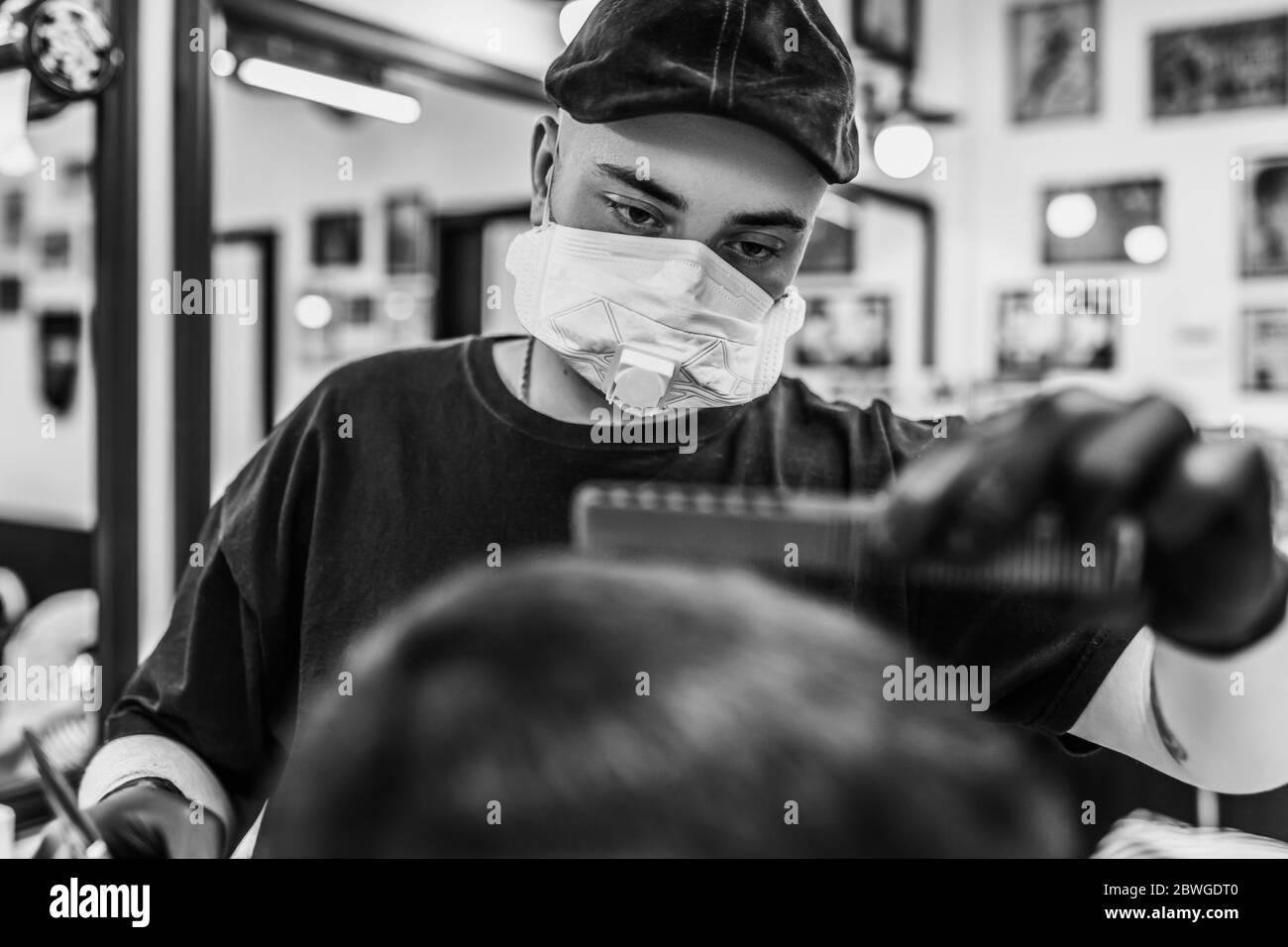 Haircut in quarantine. Haircut in masks from the virus. Hair and health ...