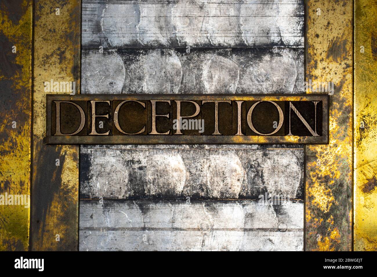 Photo of real authentic typeset letters forming Deception text on ...