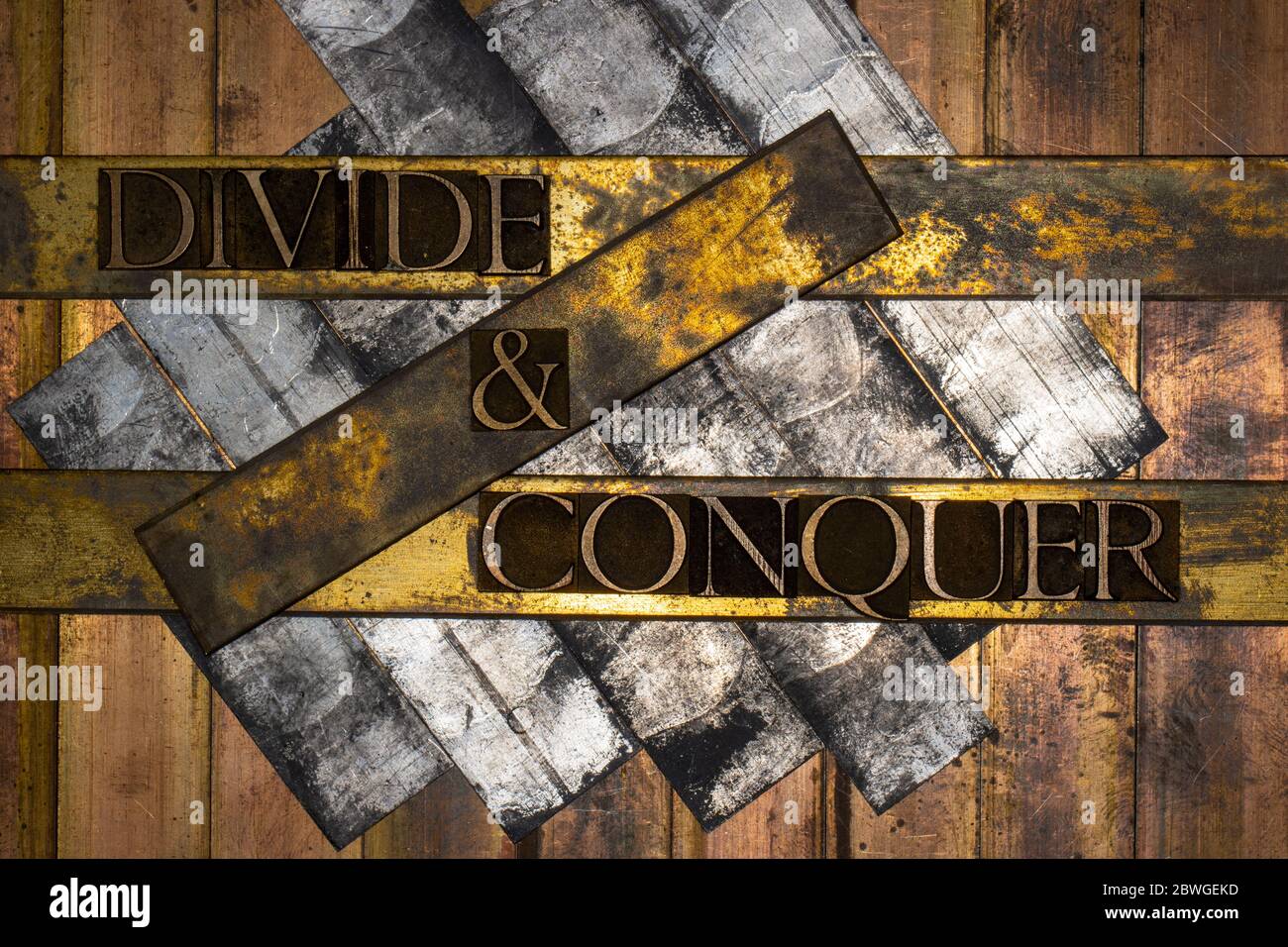 Photo of real authentic typeset letters forming Divide and Conquer text ...
