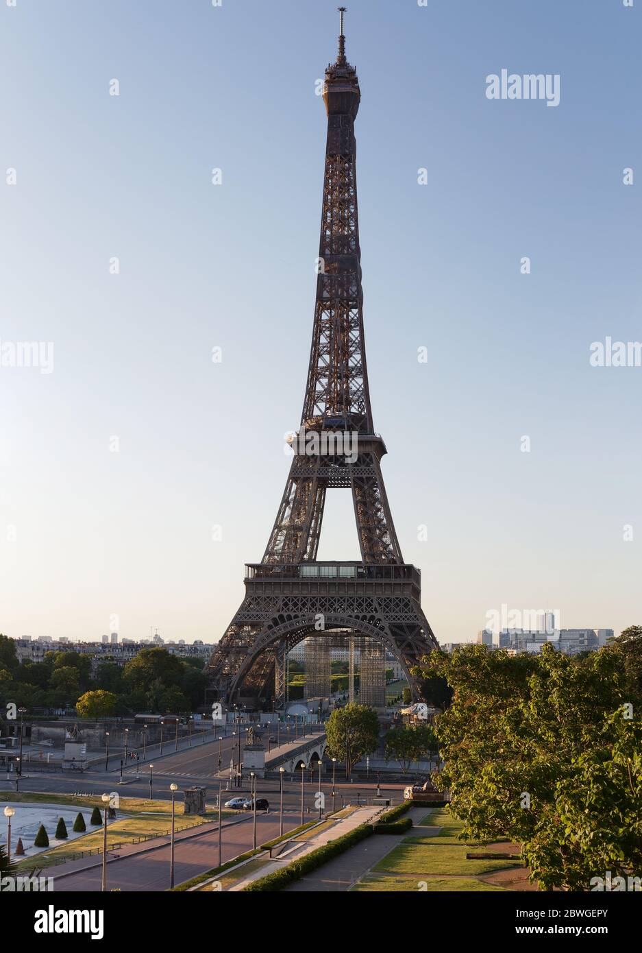 the Eiffel Tower with blue sky in Paris, France Stock Photo - Alamy