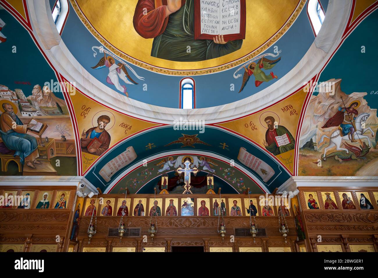 Painted ceiling of Yeroskipou Greek Orthodox Christian church on the ...