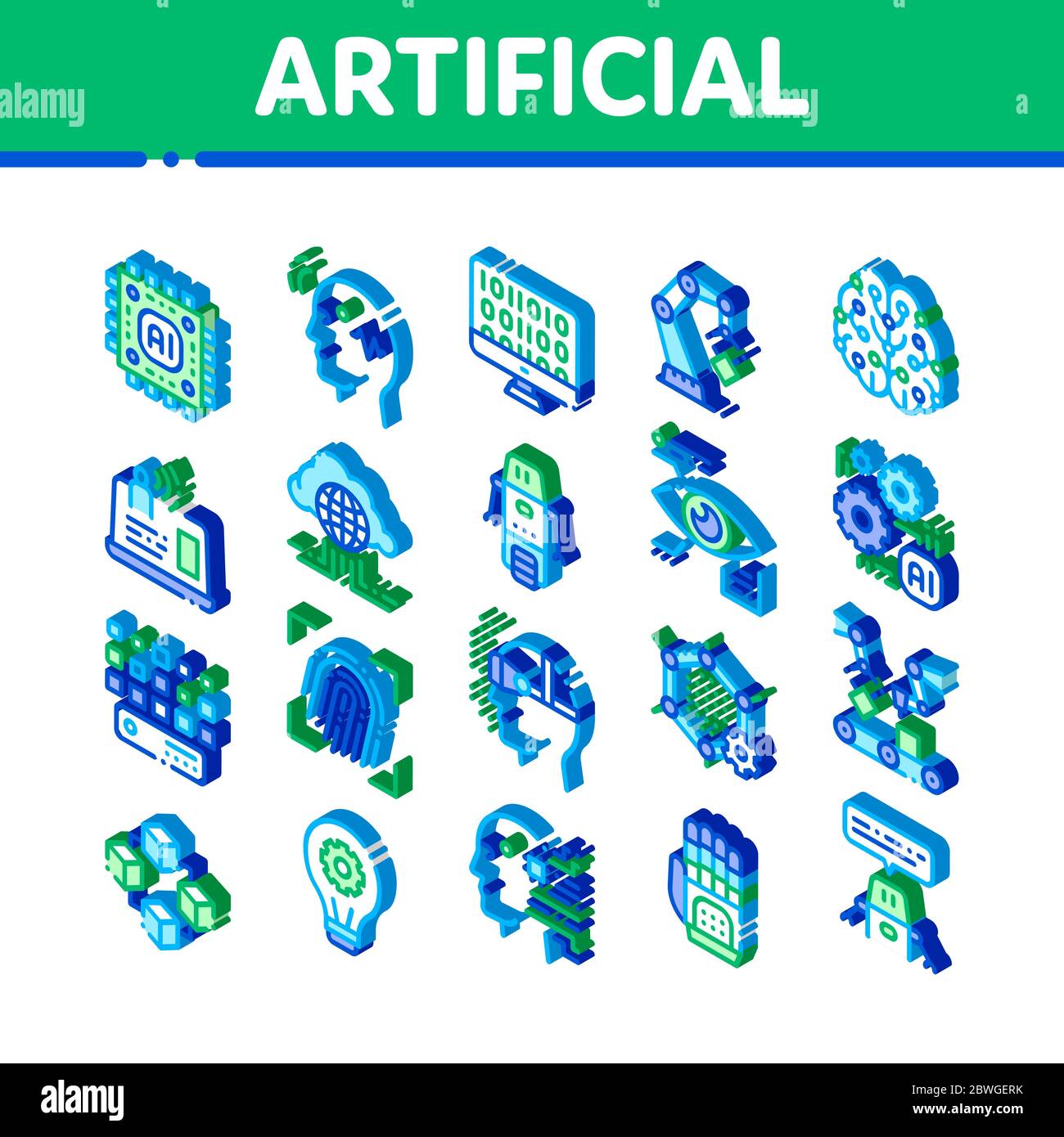 Artificial Intelligence Vector Isometric Icons Set Stock Vector Image & Art - Alamy