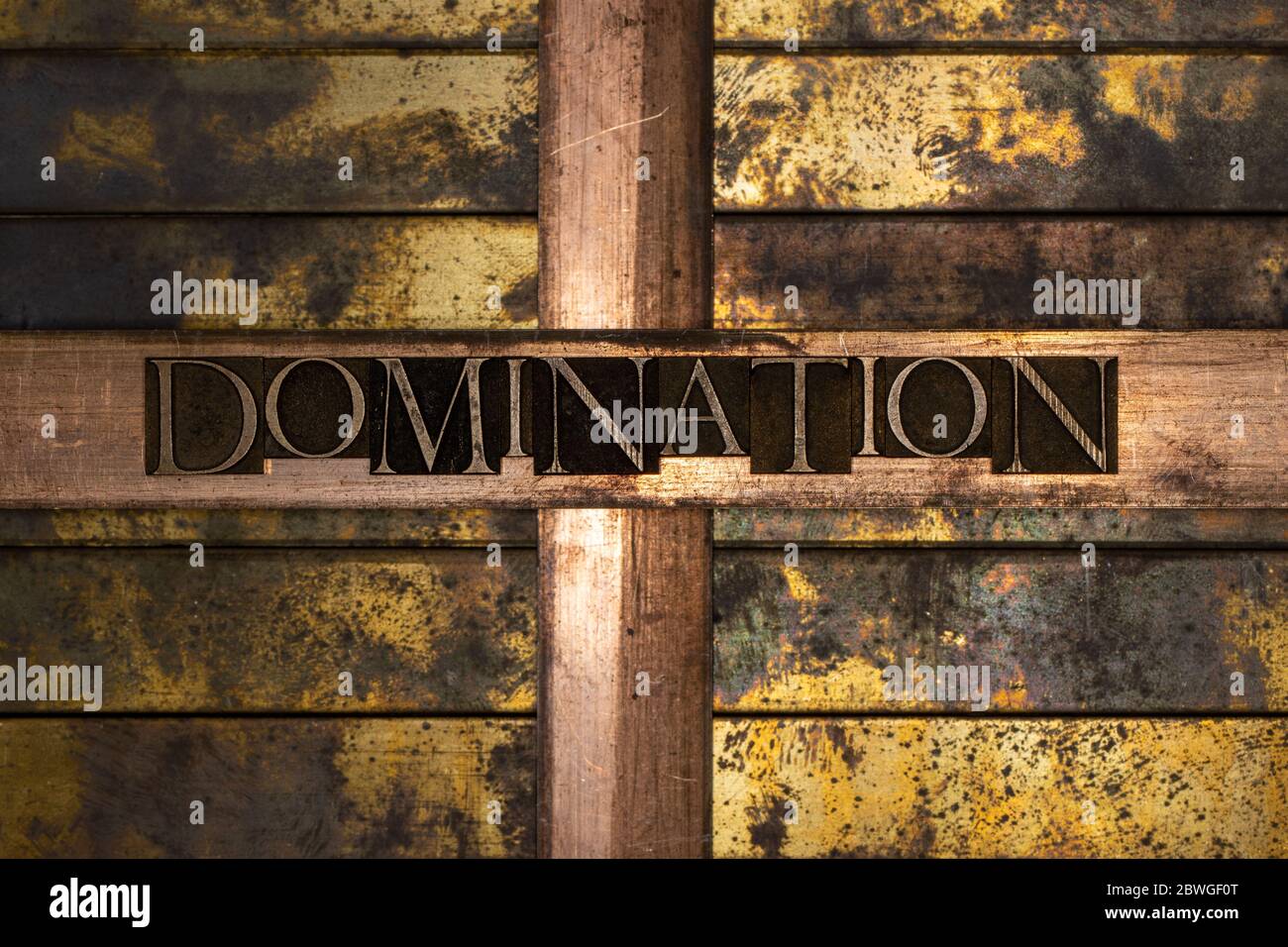 Photo of real authentic typeset letters forming Domination text on ...