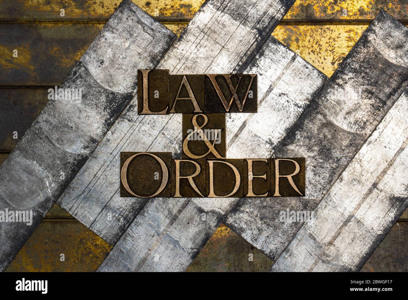 Photo of real authentic typeset letters forming Law and Order text on ...