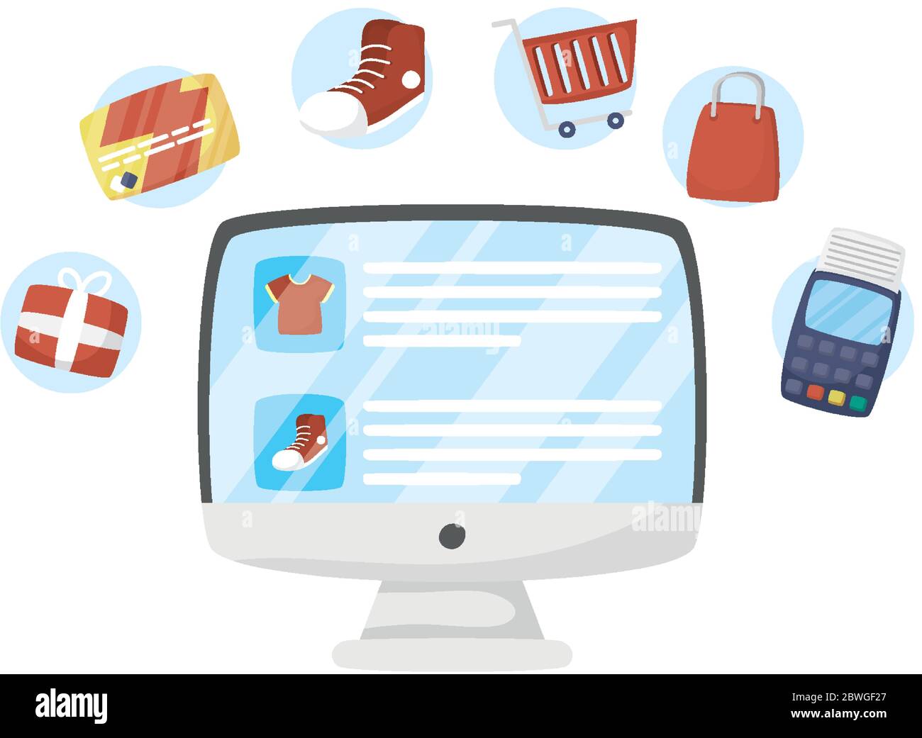 Computer with shopping icons vector design Stock Vector Image & Art - Alamy