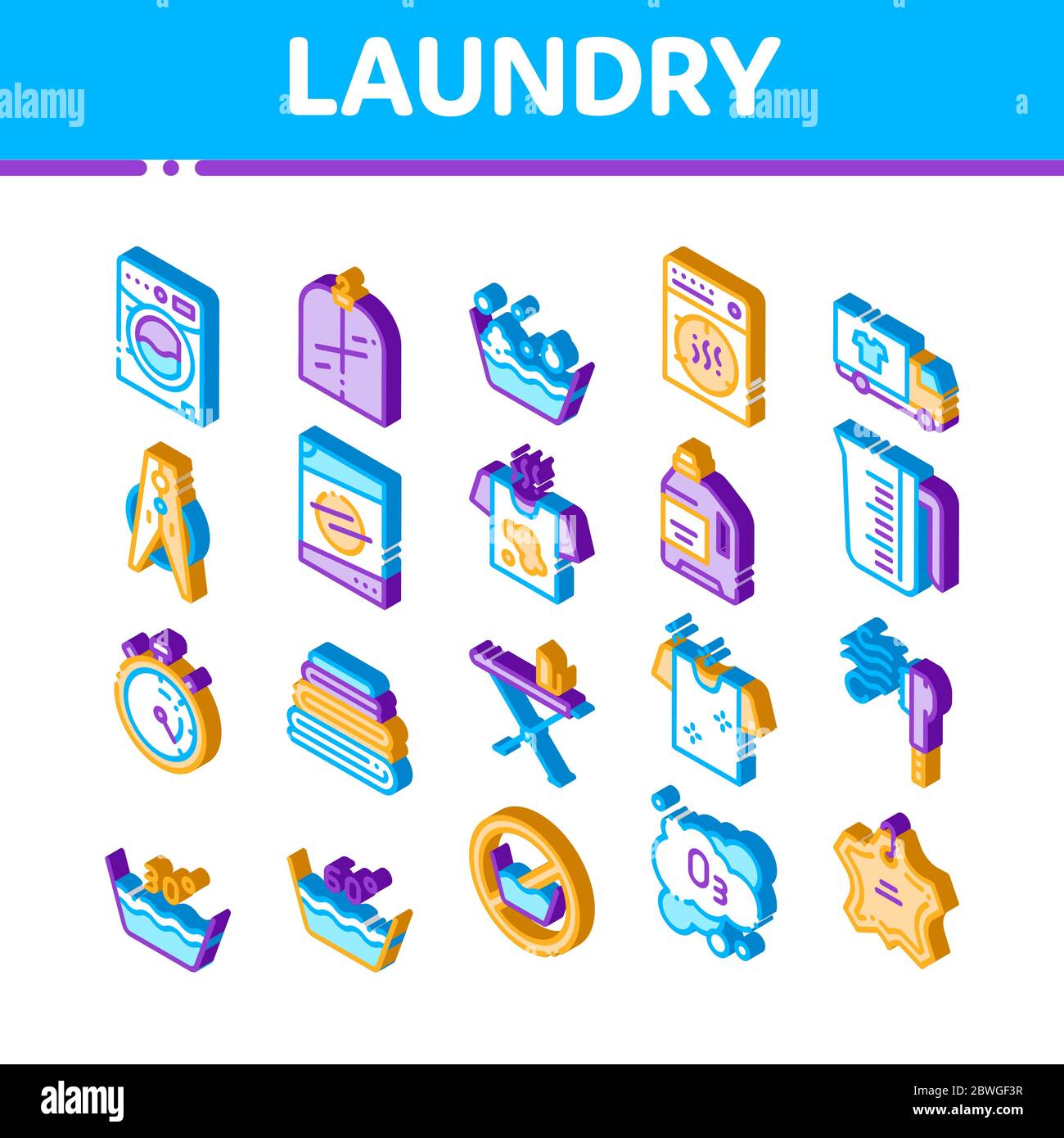 Laundry Service Vector Isometric Icons Set Stock Vector Image & Art - Alamy