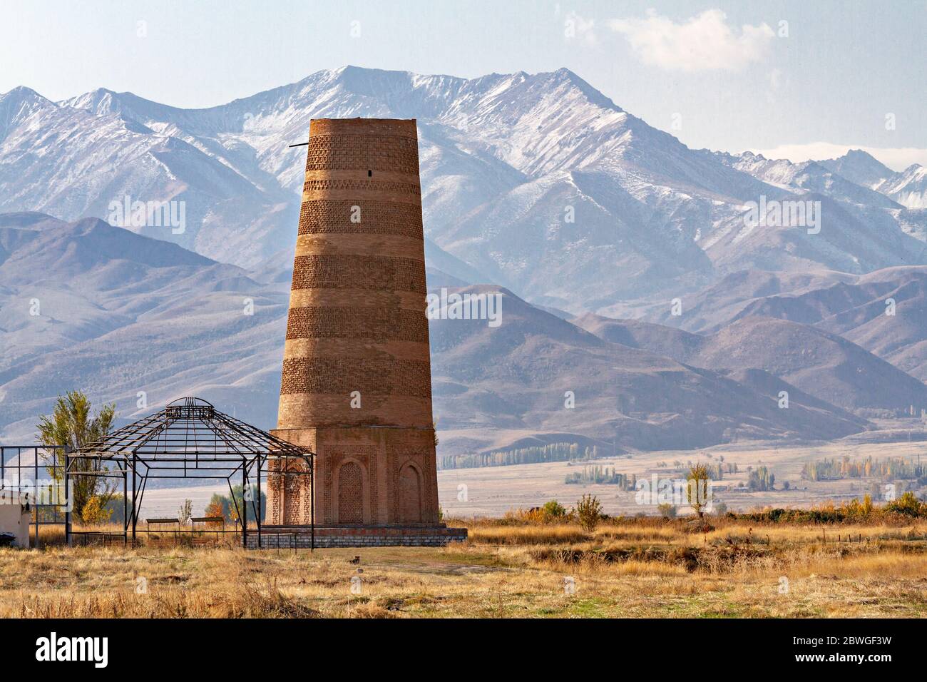 Burana tower which is an old and large minaret in the ruins of the ...