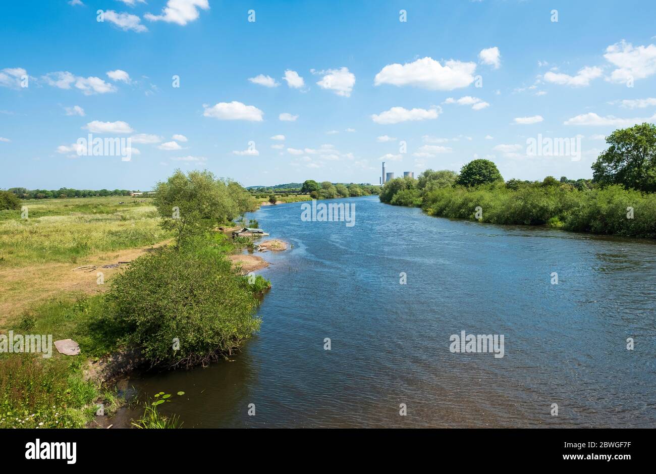 Wide river landscape scene Stock Photo - Alamy