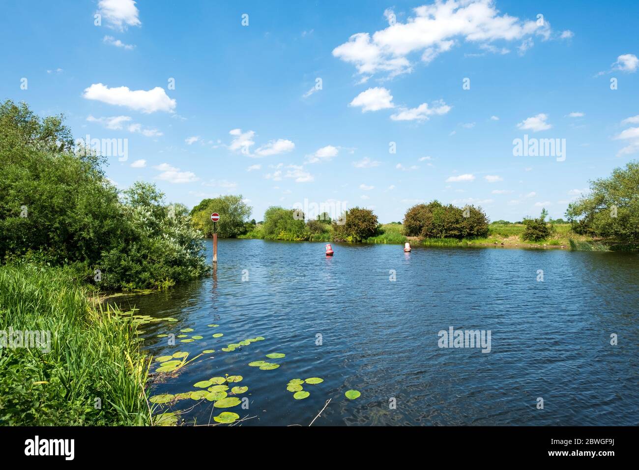 Wide river landscape scene Stock Photo - Alamy
