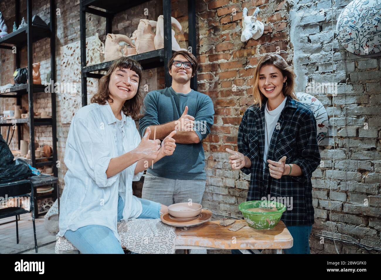 Making a handmade clay pot. Pottery lesson, hobby Stock Photo - Alamy