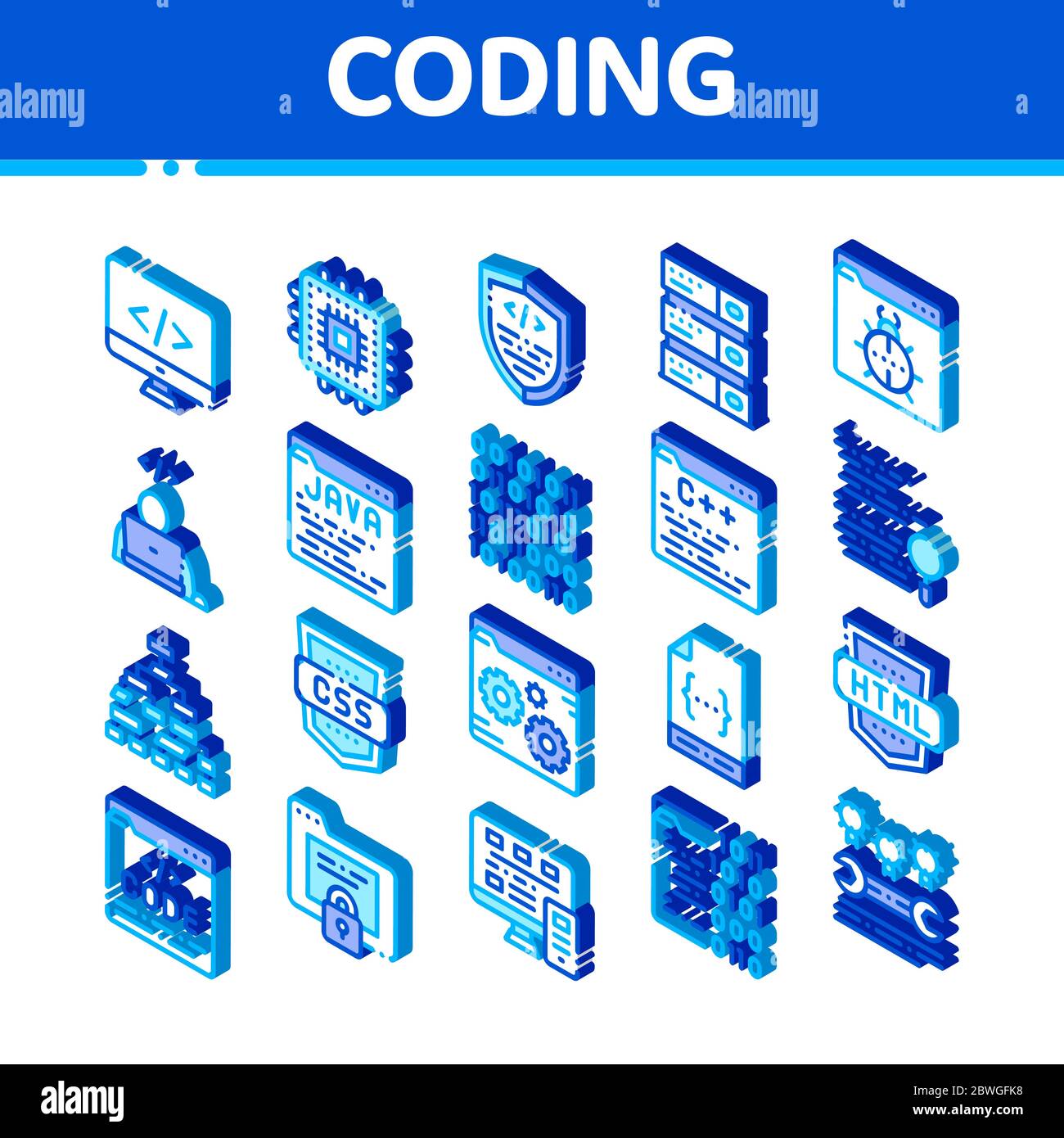 Coding System Vector Isometric Icons Set Stock Vector Image & Art - Alamy