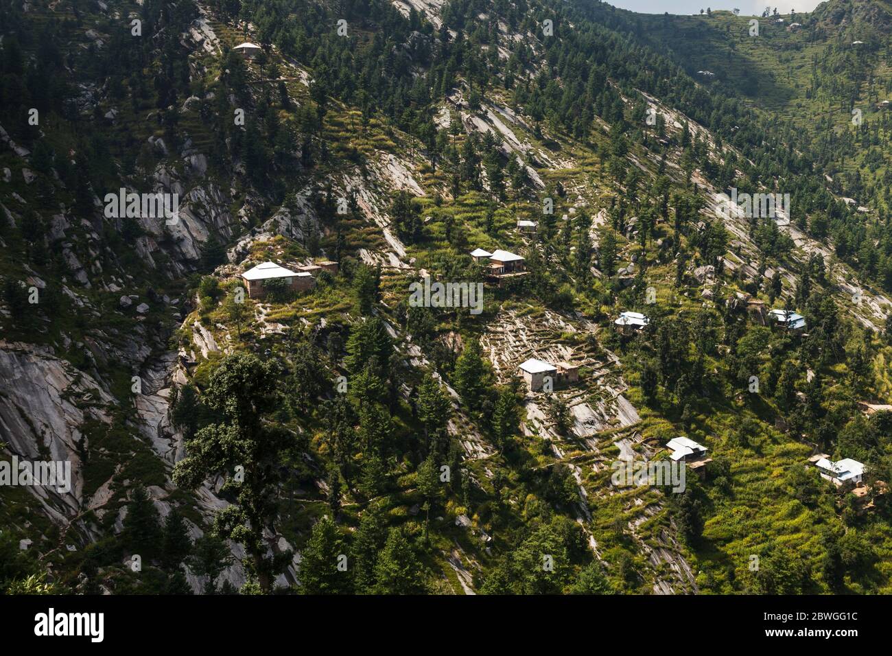 Awesome, Local houses and steep terraced field at cliff, Elum Mountain ...