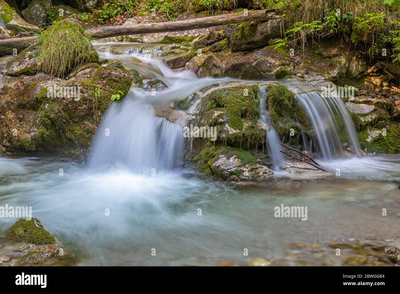 Kesselbach waterfall on Kesselberg mountain, near Kochel, Bavaria ...