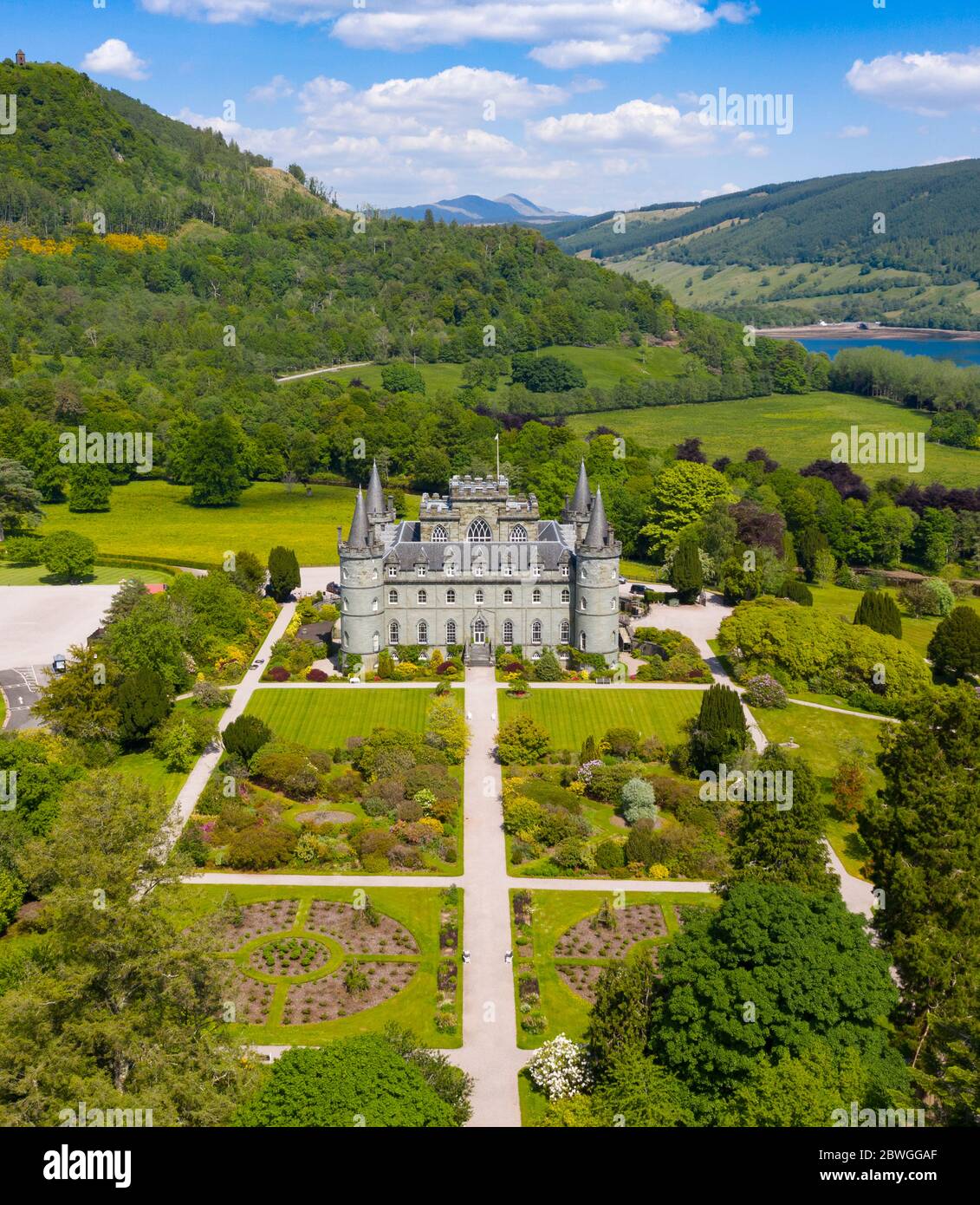 Aerial view of Inveraray Castle in Argyll and Bute, Scotland, UK Stock ...