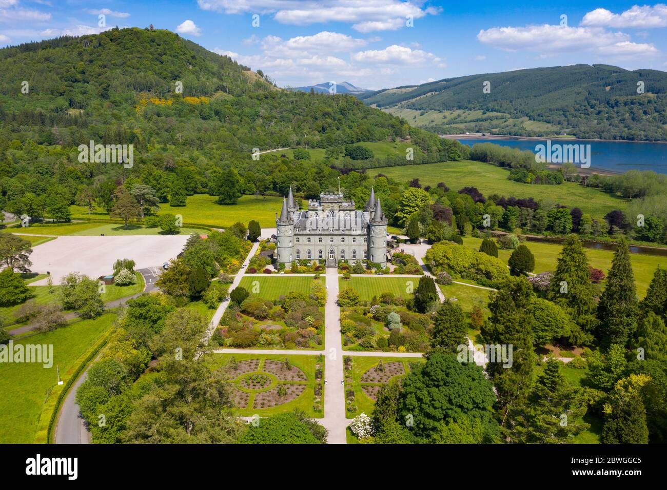 Aerial view of Inveraray Castle in Argyll and Bute, Scotland, UK Stock ...