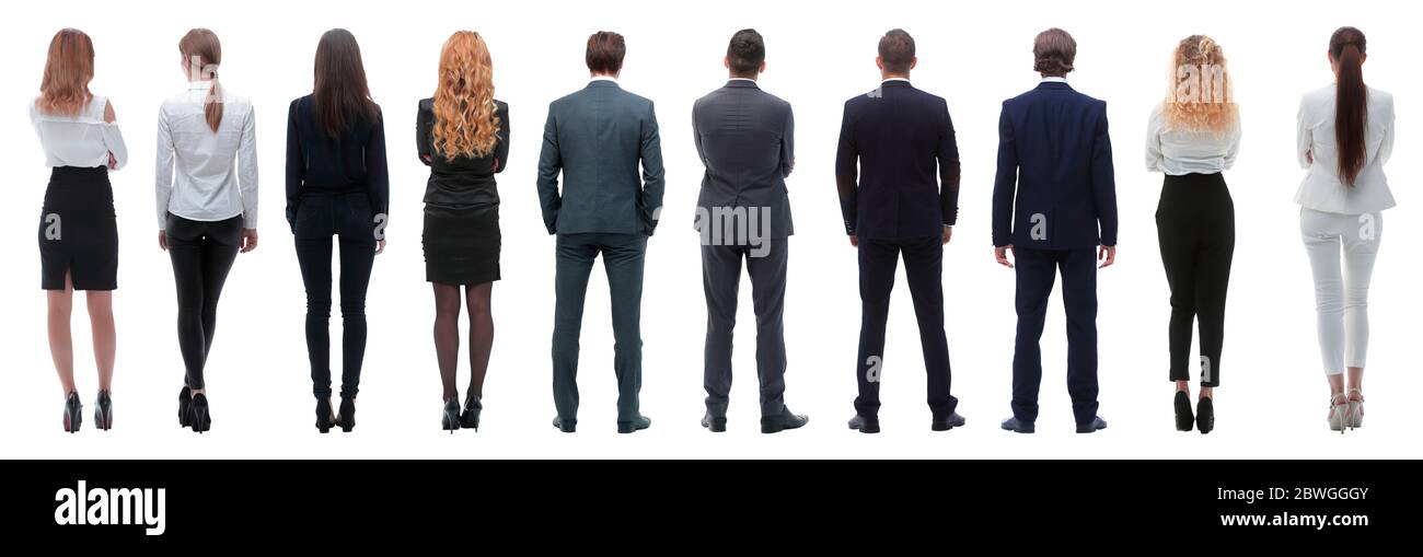 rear view. business team looking forward. isolated on white Stock Photo ...