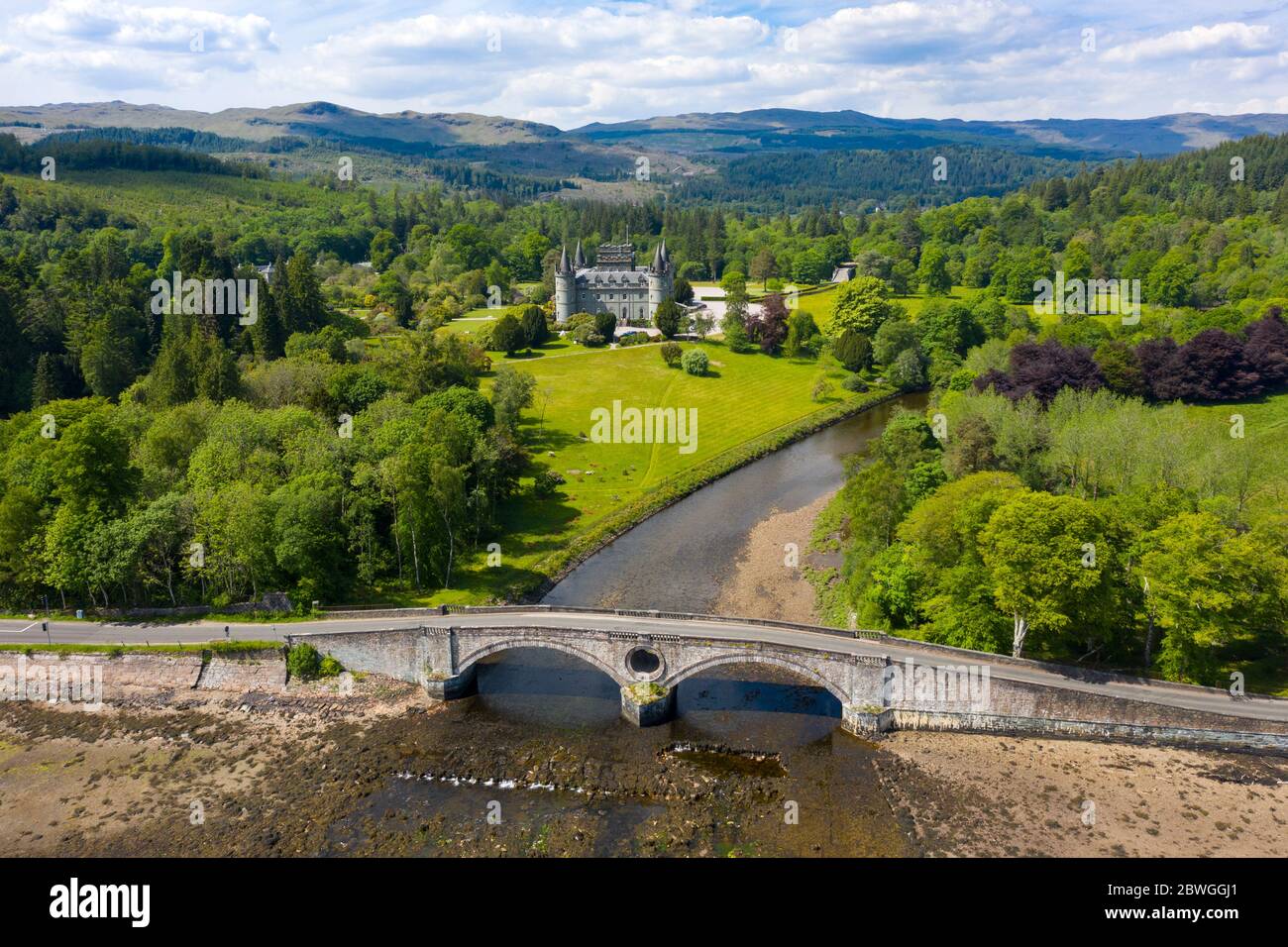 Aerial view of Inveraray Castle in Argyll and Bute, Scotland, UK Stock ...