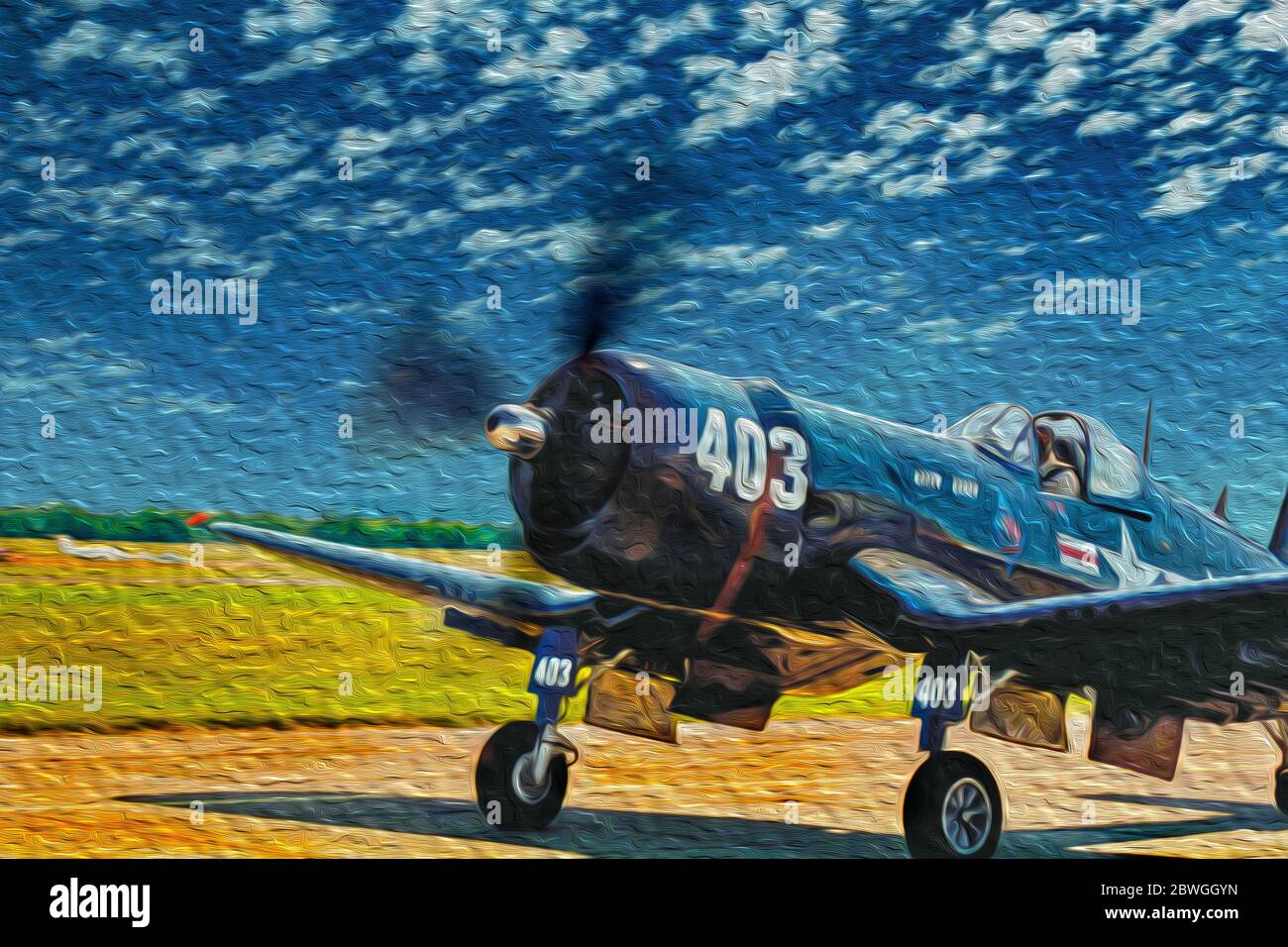 Second World War military aircraft taking off from runway at the ...