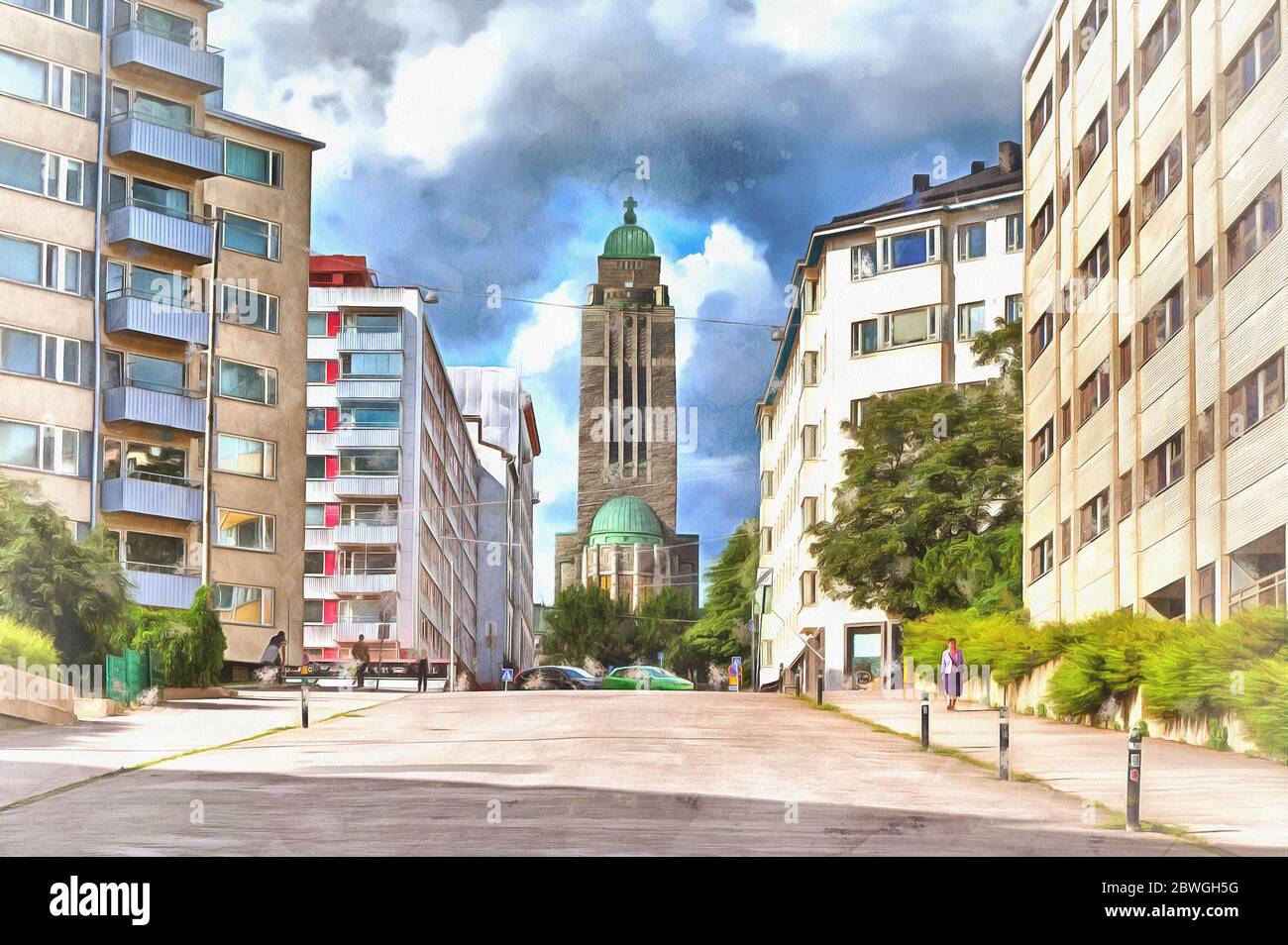 Kallio church colorful painting, 1912, Helsinki, Finland Stock Photo ...