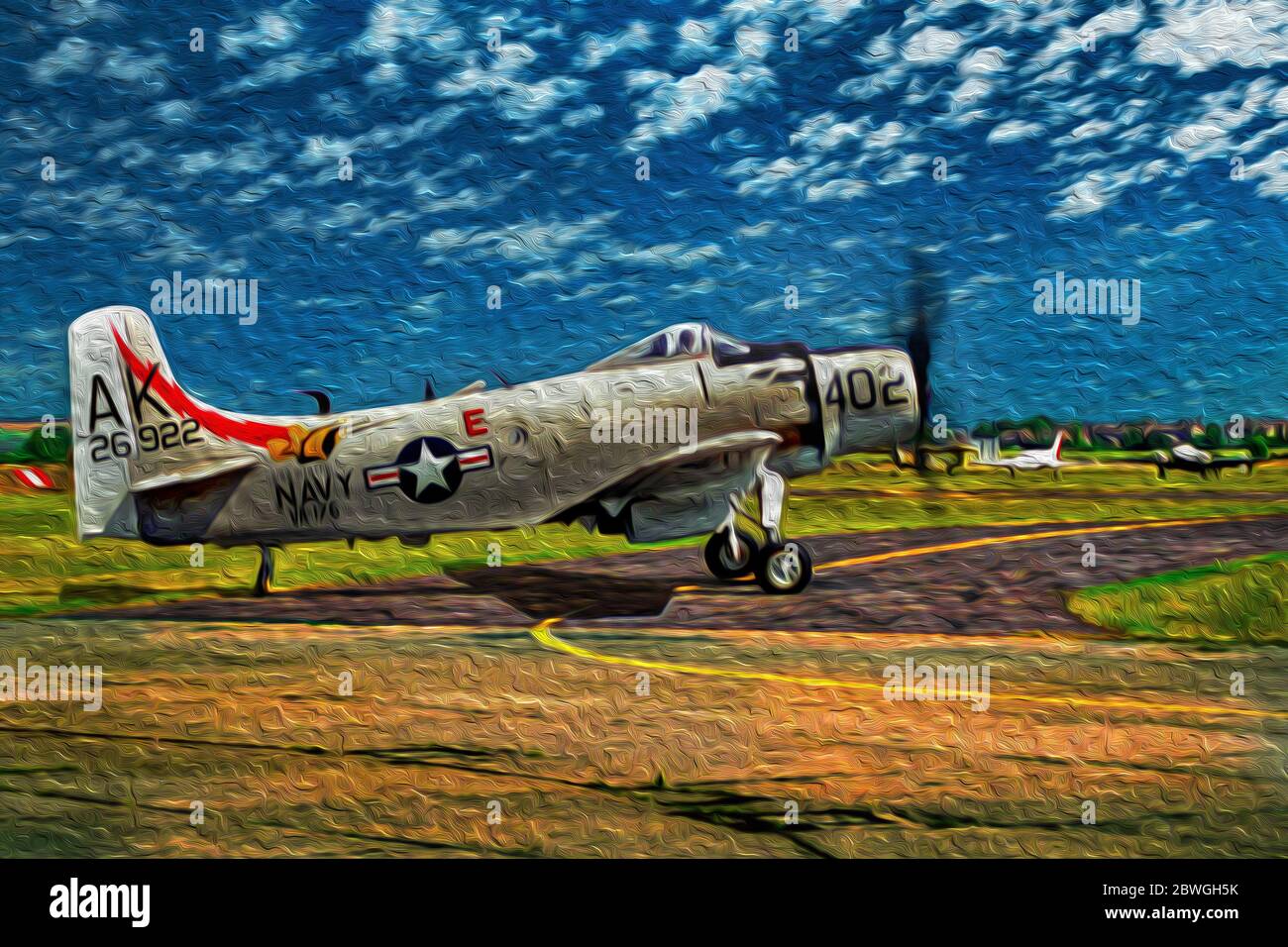 Second World War military aircraft taking off from runway at the ...