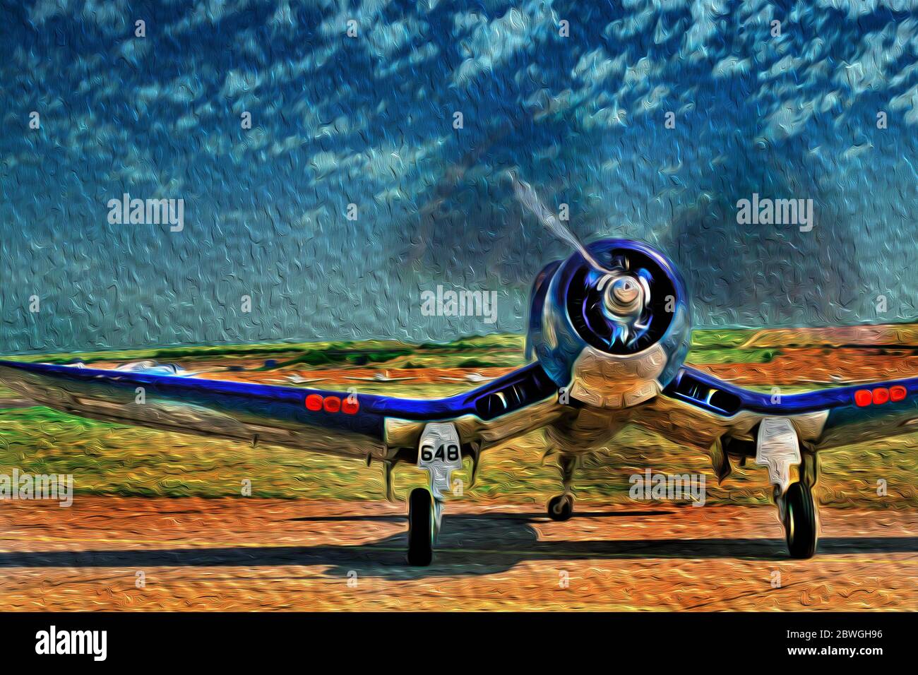 Second World War military aircraft taking off from runway at the ...