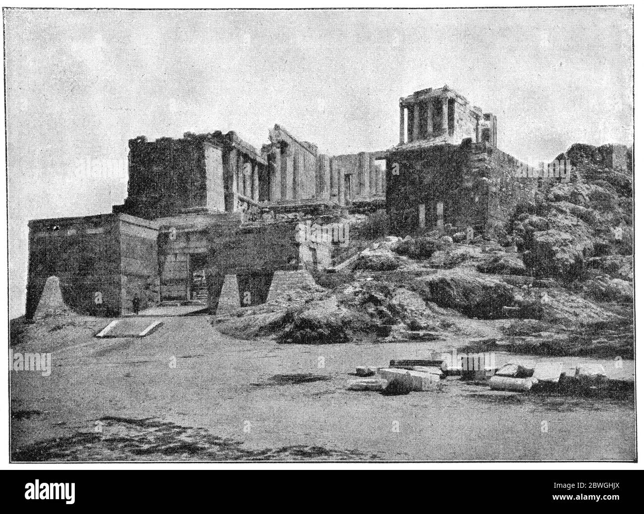 Propylaea (Acropolis of Athens). Illustration of the 19th century ...
