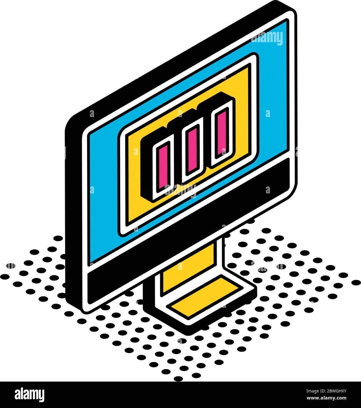 Bars chart on computer isometric style icon vector design Stock Vector ...