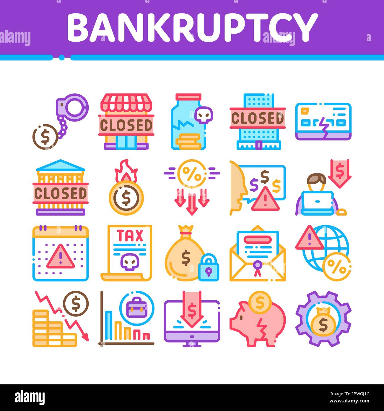 Set crisis business signs hi-res stock photography and images - Alamy