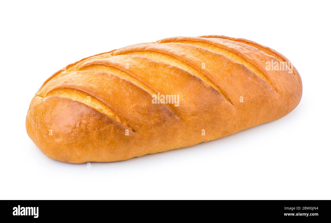 Tasty wheat long loaf isolated on a white background Stock Photo - Alamy