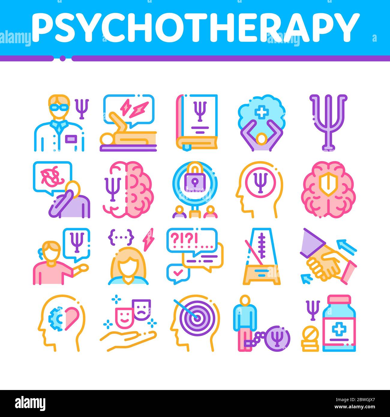Psychotherapy Help Collection Icons Set Vector Stock Vector Image & Art ...