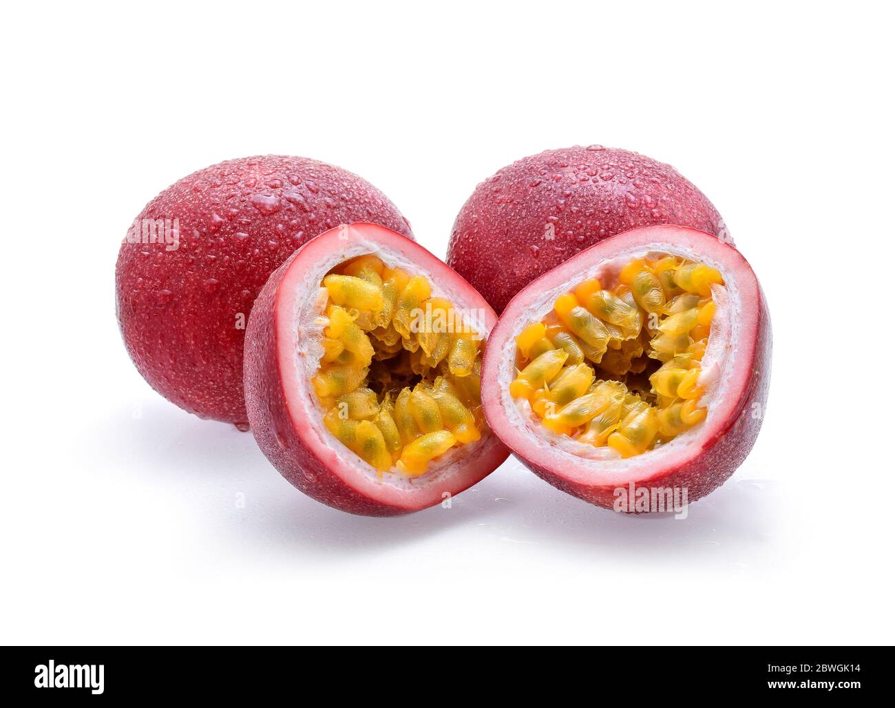 Passion fruit with drop of water isolated on white background Stock ...