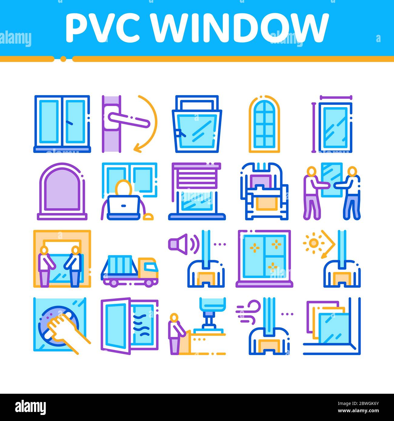 Pvc Window Frames Collection Icons Set Vector Stock Vector Image & Art ...