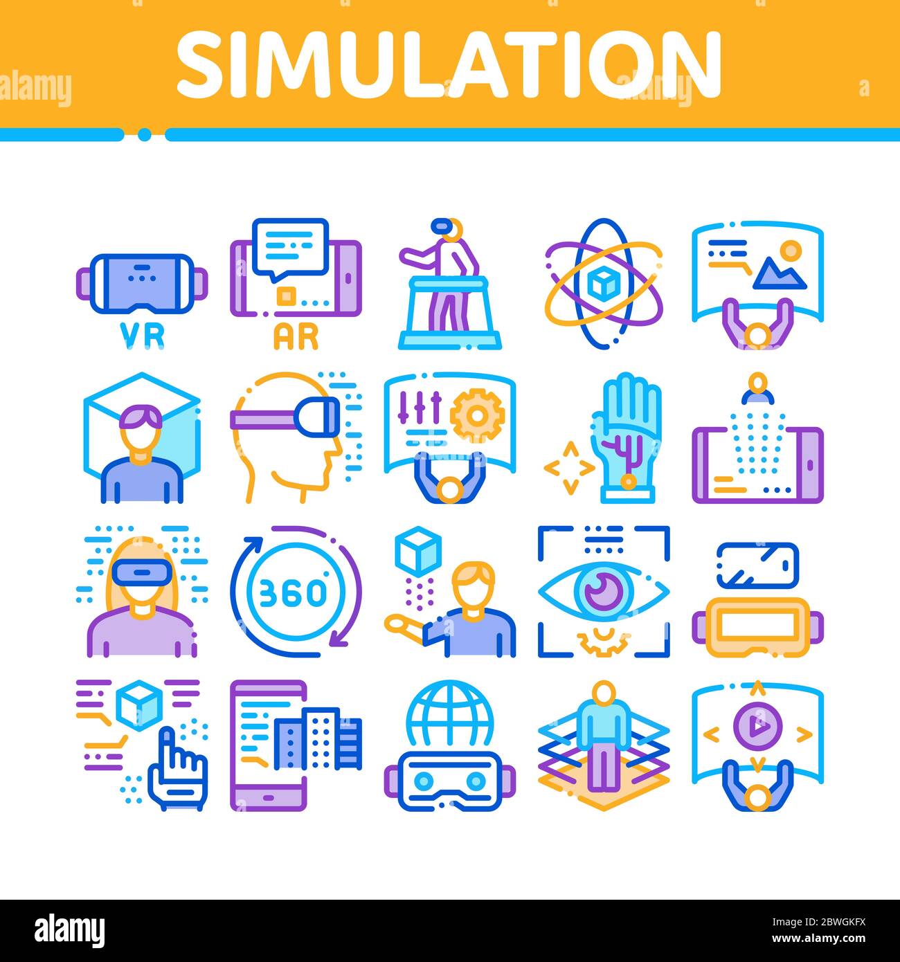 Simulation Equipment Collection Icons Set Vector Stock Vector Image ...