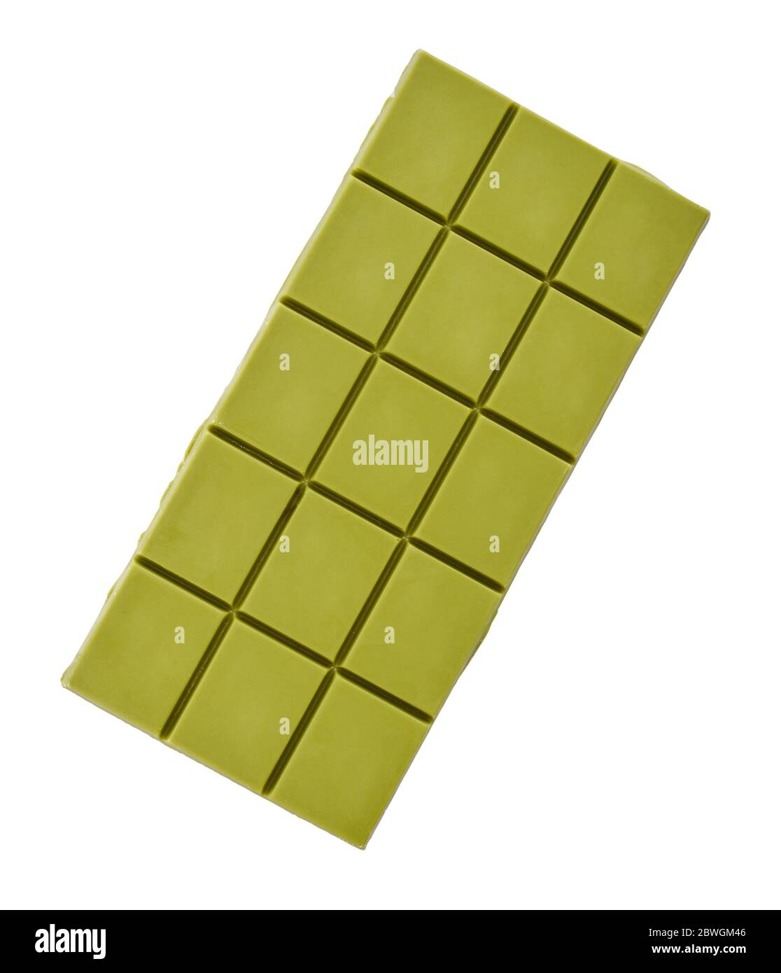 Green matcha chocolate bar isolated on white background, top view Stock ...