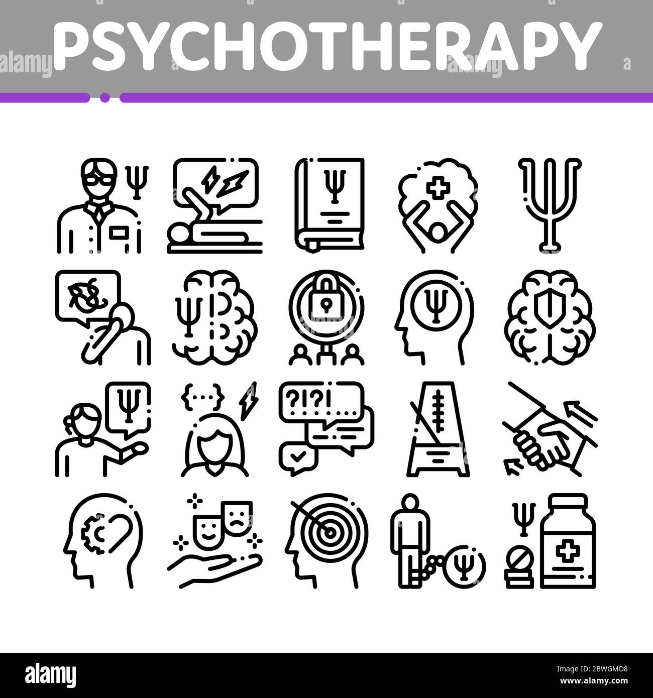 Psychotherapy Help Collection Icons Set Vector Stock Vector Image & Art ...