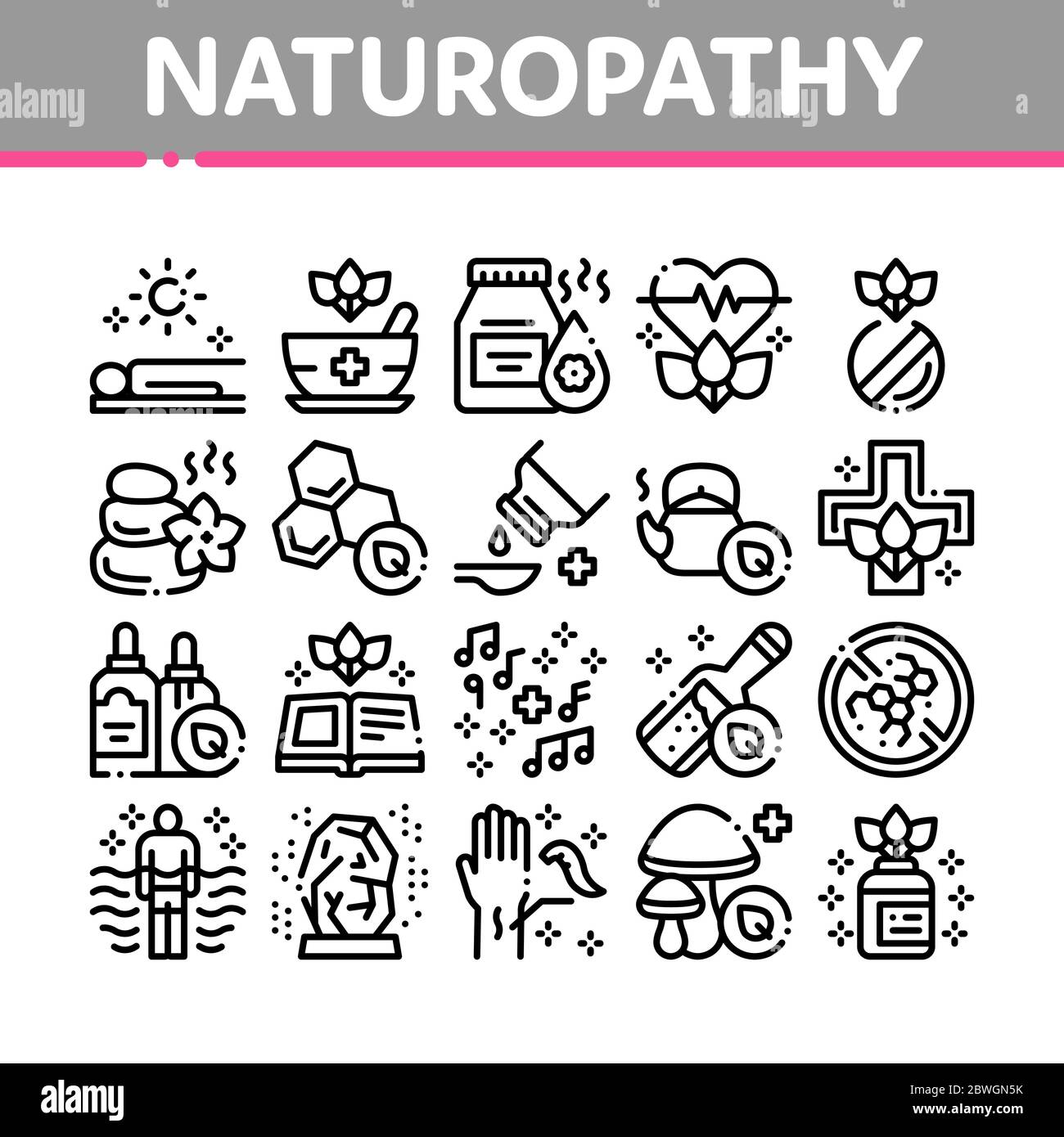 Traditional Naturopathy Medicine Icons Set Vector Stock Vector Image ...